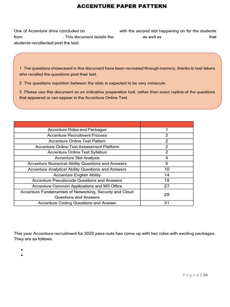 Accenture Paper Pattern | PDF | Popcorn | Boolean Data Type
