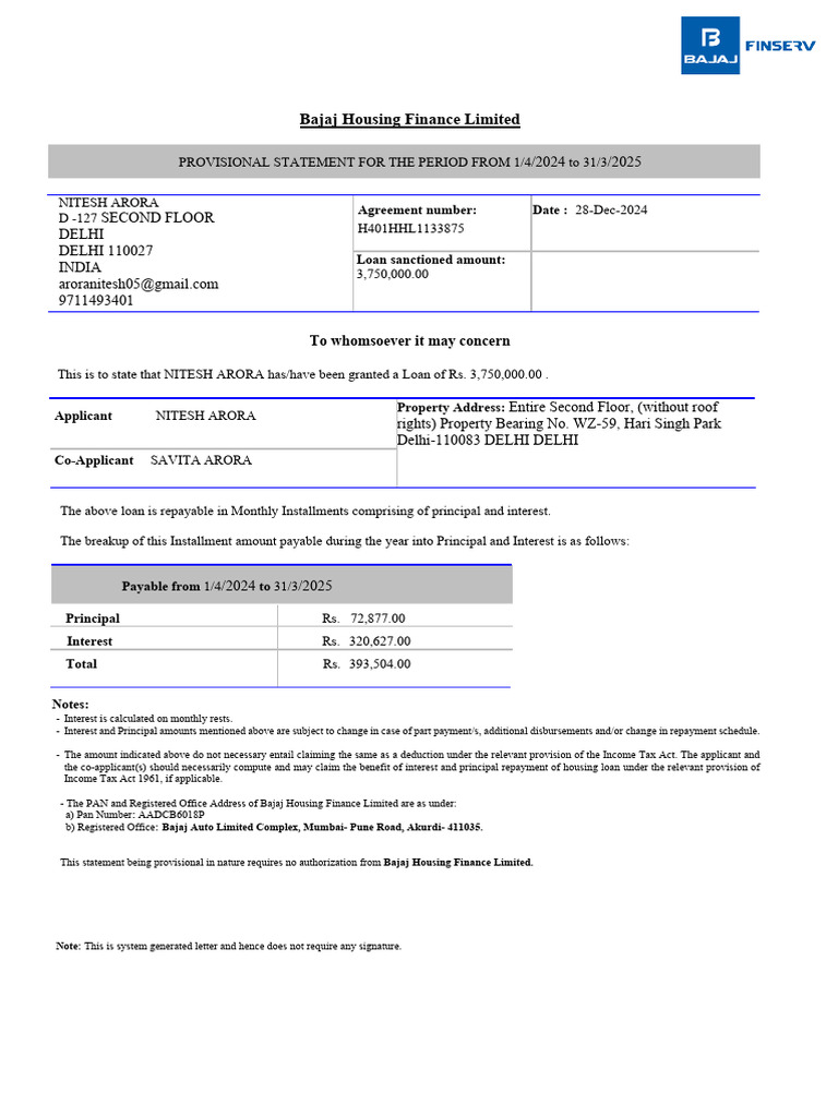Provisional Certificate H401HHL1133875 | PDF | Mortgages | Loans