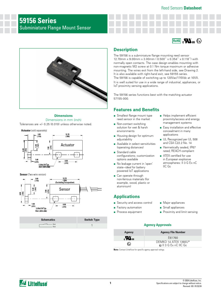 Littelfuse_Reed_Sensor | PDF | Switch | Electric Power