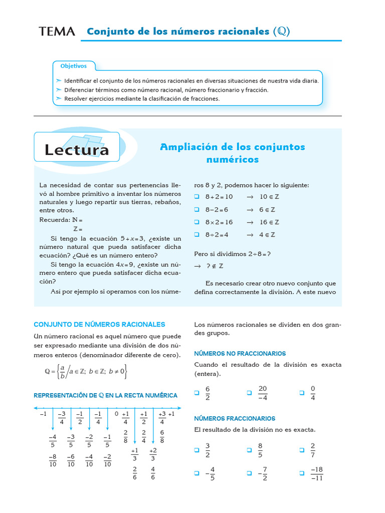 Ejemplos y ejercicios de números racionales | PDF | Número racional ...