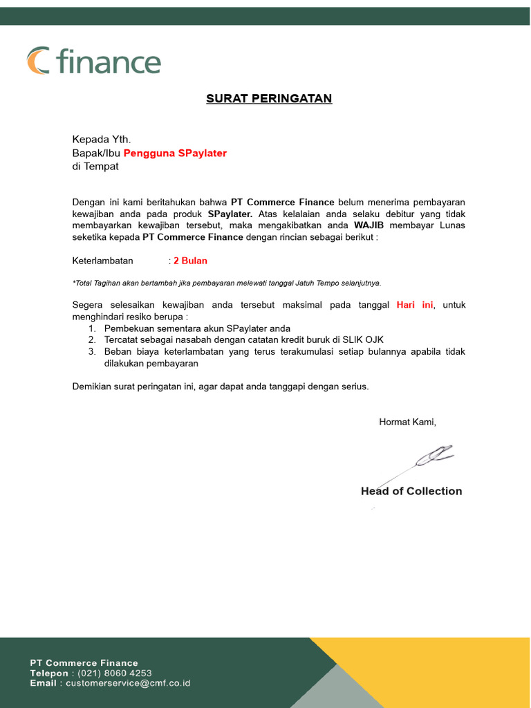 Peringatan Pembayaran SPaylater | PDF