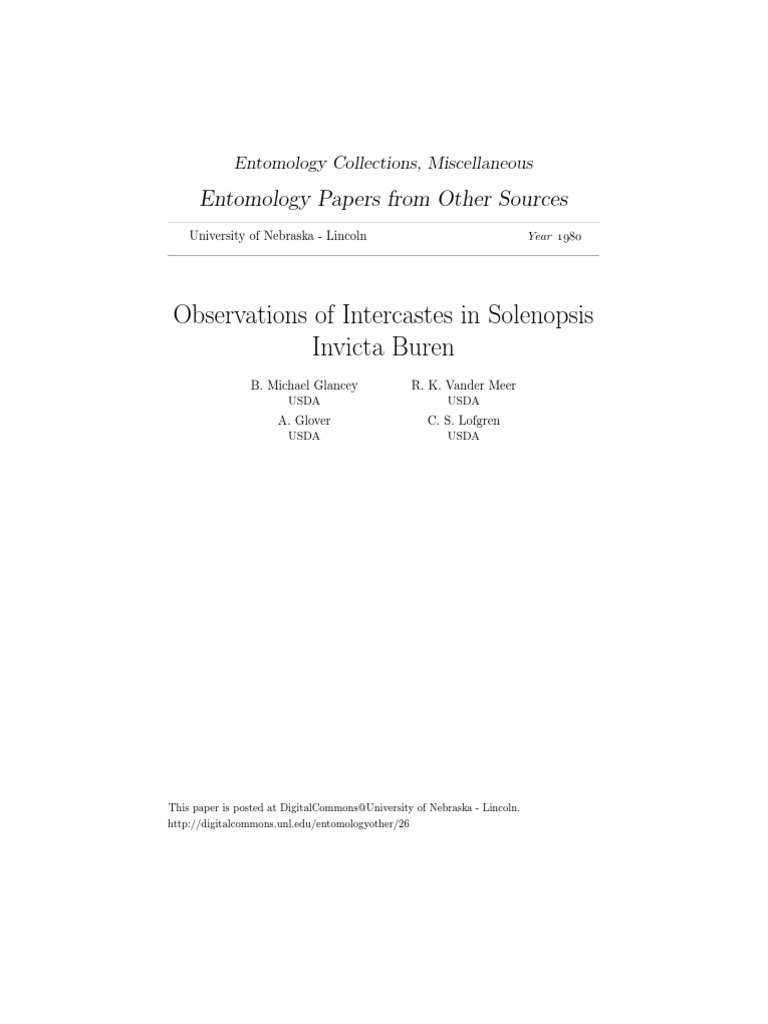 Glancey Et Al.1980-Observations of Inter Castes in Sole No Psis Invicta ...