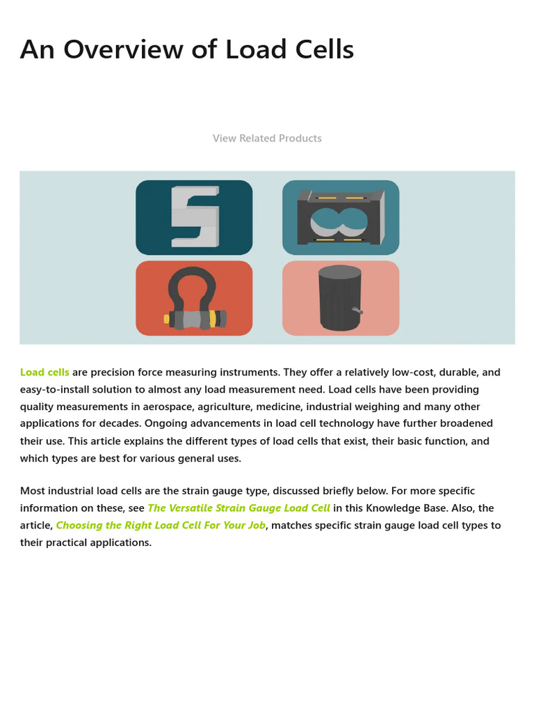 Types of Load Cells Overview | PDF | Piezoelectricity | Pressure ...