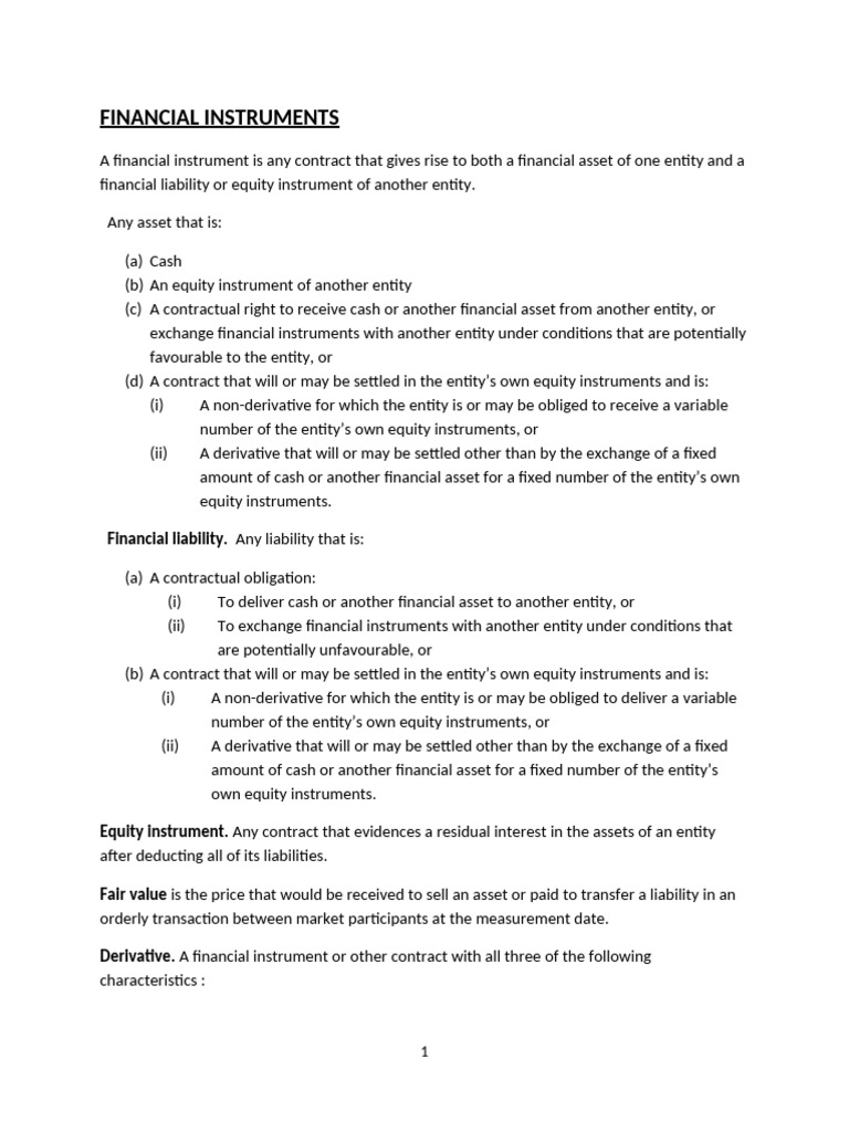 FINANCIAL INSTRUMENTS | PDF | Bonds (Finance) | Derivative (Finance)