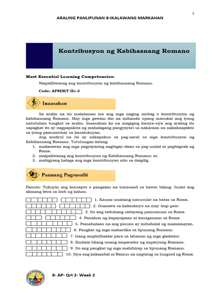 AP 8 Q2 Week 2 | PDF