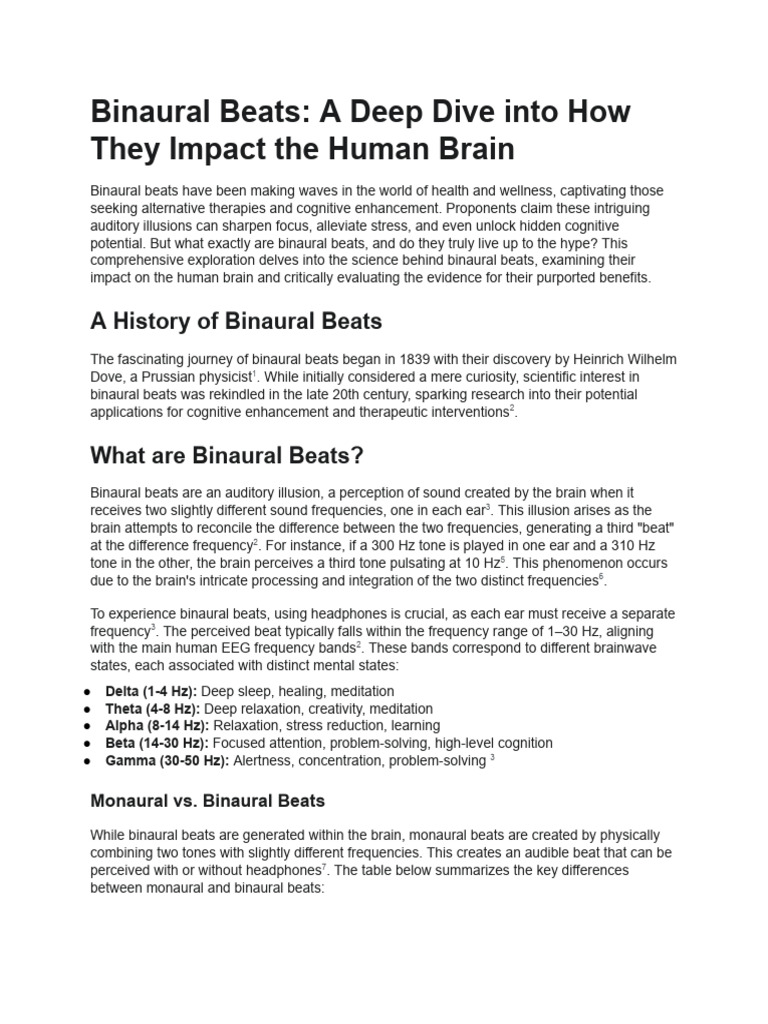 Binaural Beats Research Guide Pdf Neural Oscillation Neurology