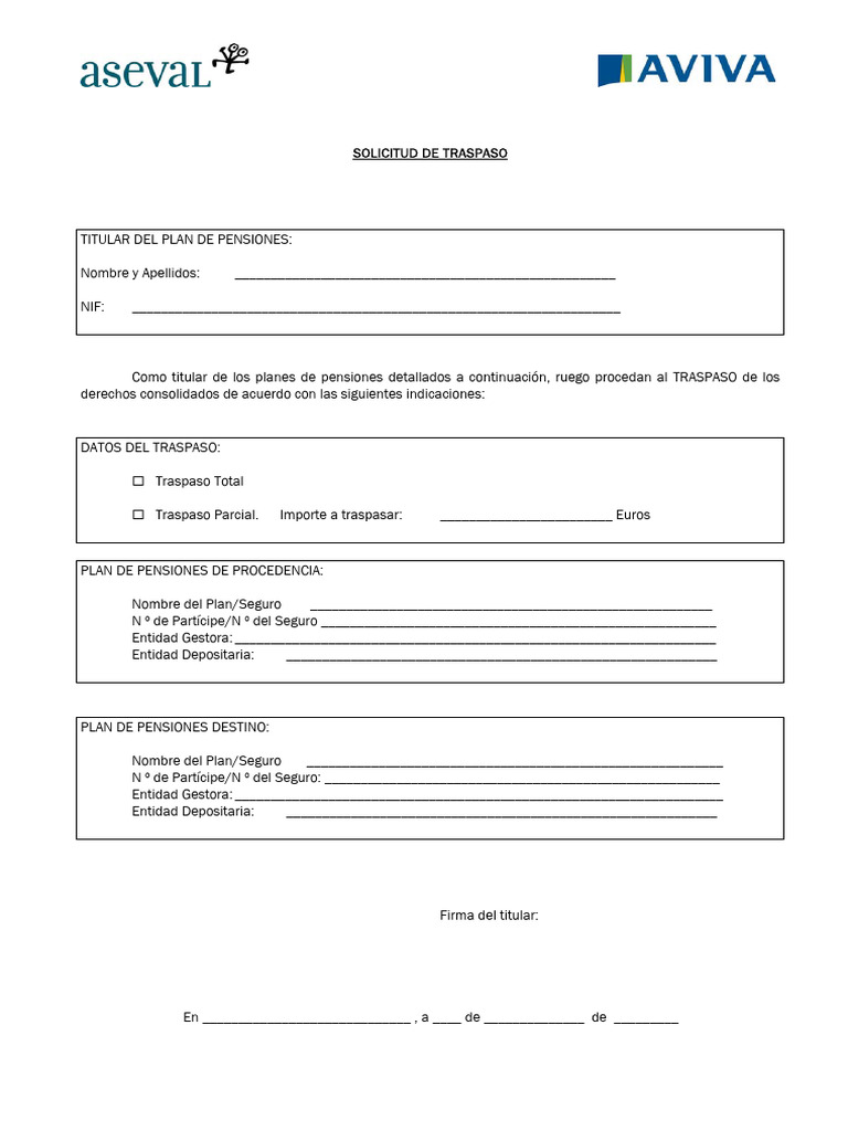 Solicitud Traspaso | PDF