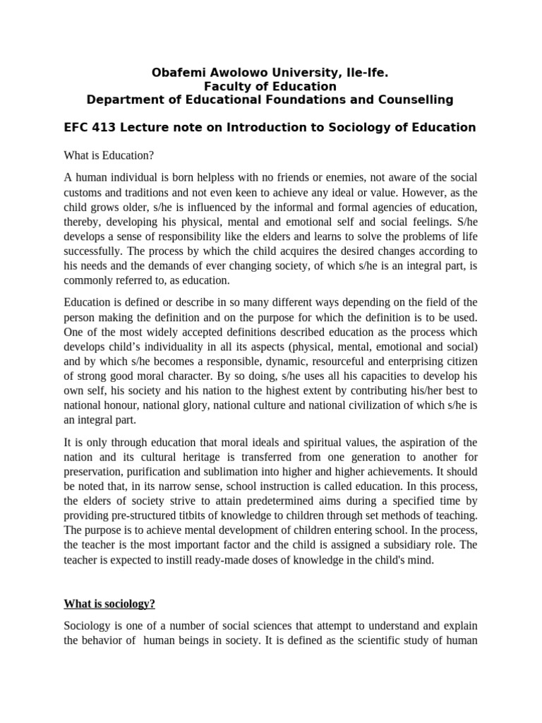 Introduction to Sociology of Education | PDF | Sociology | Institution