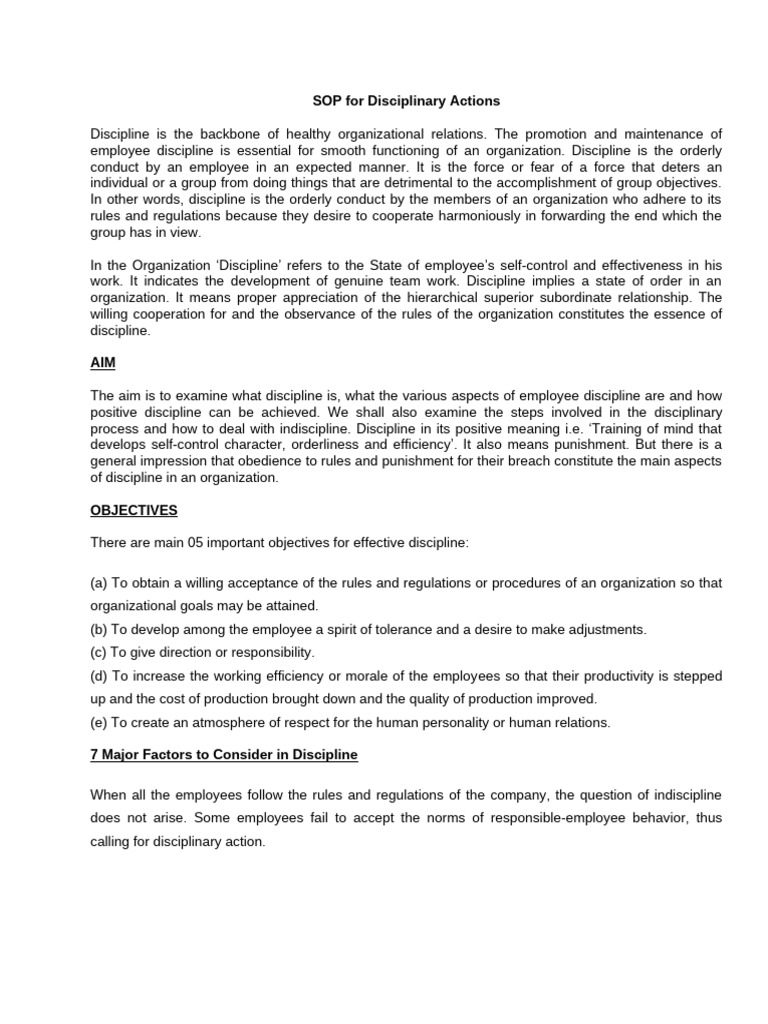 Disciplinary Action SOP Guidelines | PDF | Disciplines | Crimes