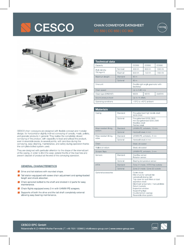 Chain Conveyor Datasheet | PDF