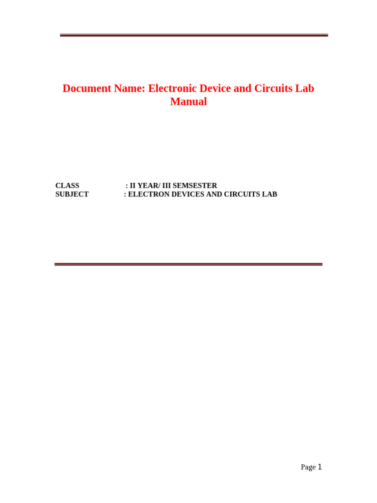 EDC Lab Mannual (1) | PDF | Bipolar Junction Transistor | P–N Junction