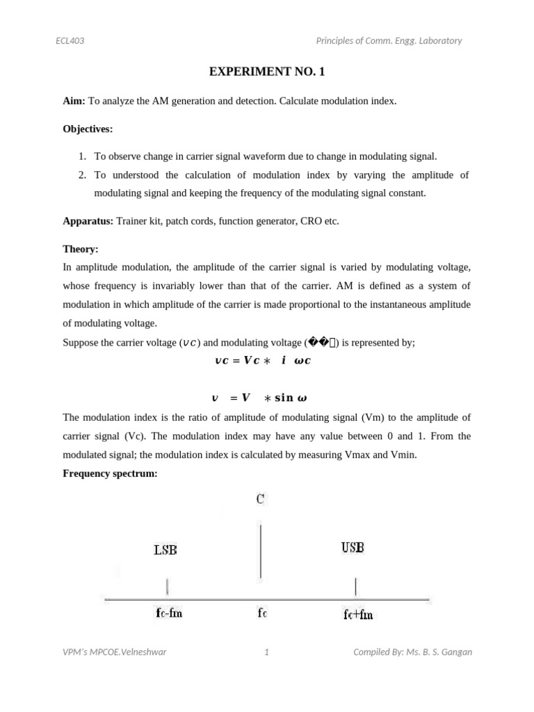 1. Amplitude modulation | PDF | Modulation | Amplitude