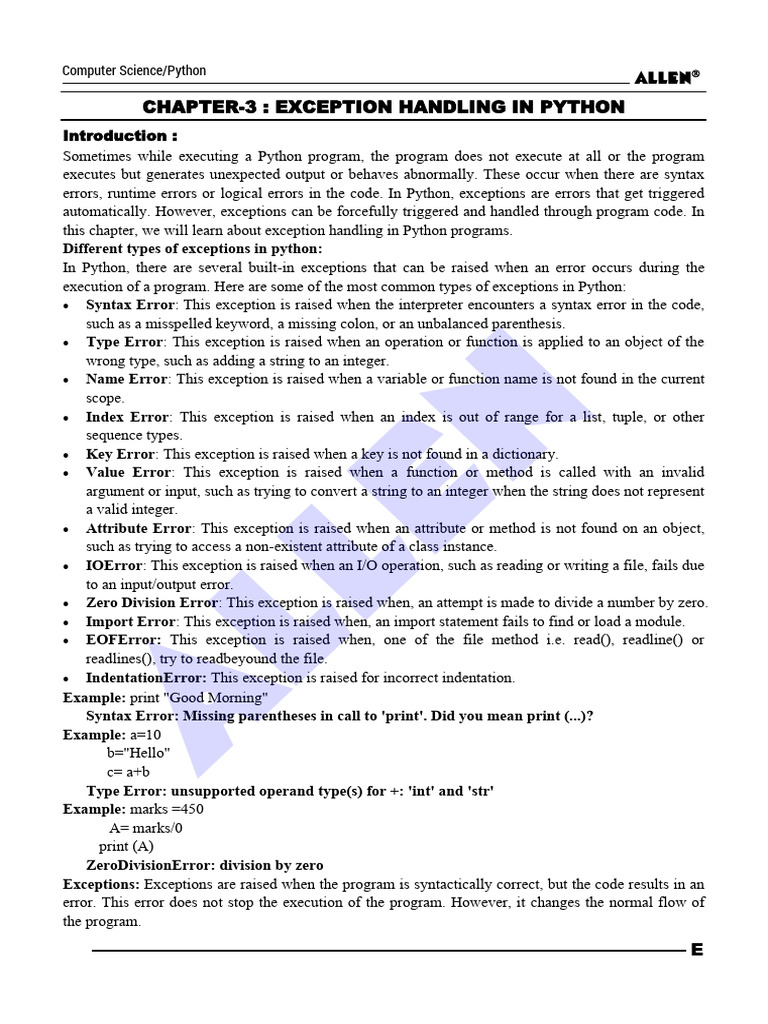Exception Handling_Theory | PDF | Computer Program | Programming Exception Handling_Theory | PDF | Computer Program | Programming