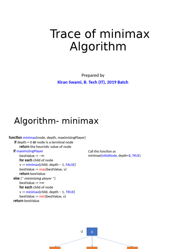 MiniMax Algotrithm Trace | PDF | Algorithms And Data Structures | Algorithms