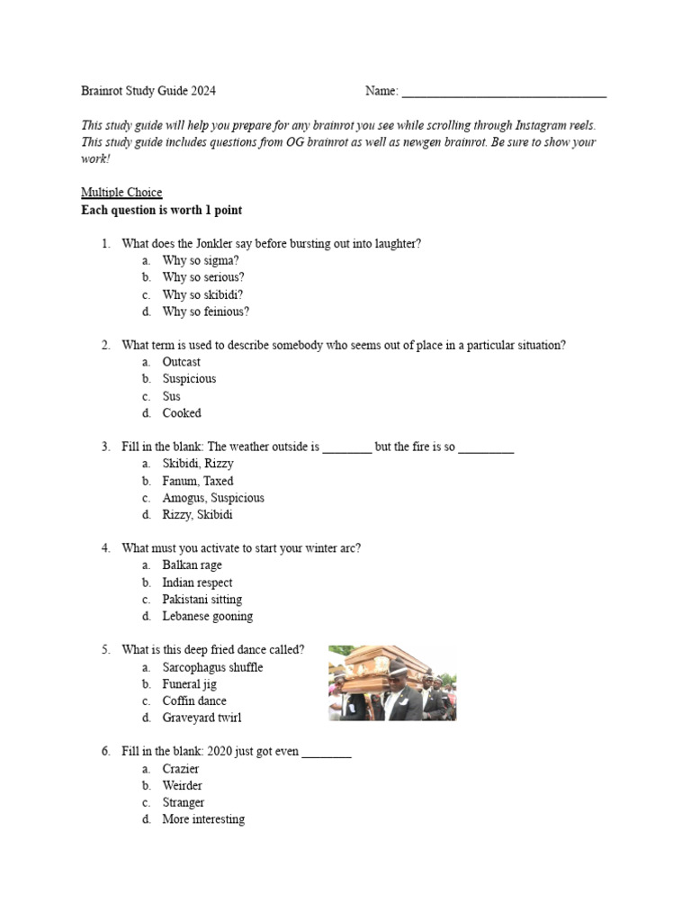 Brainrot Study Guide 2024 | PDF