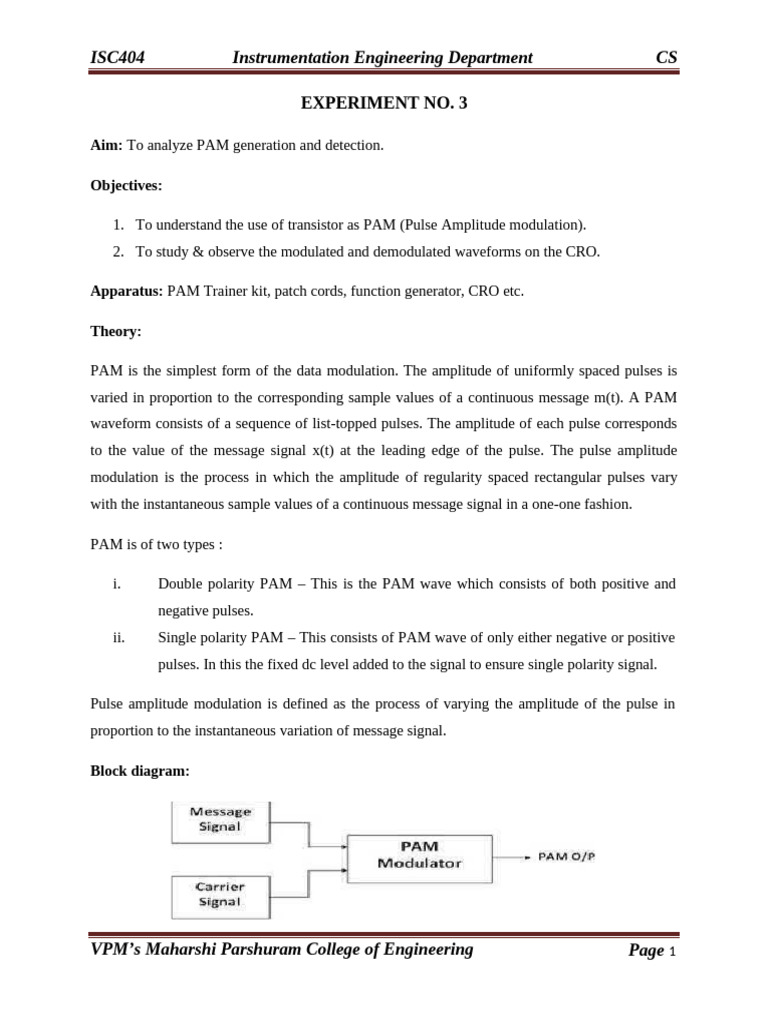 Pulse Amplitude Modulation | PDF | Modulation | Amplitude