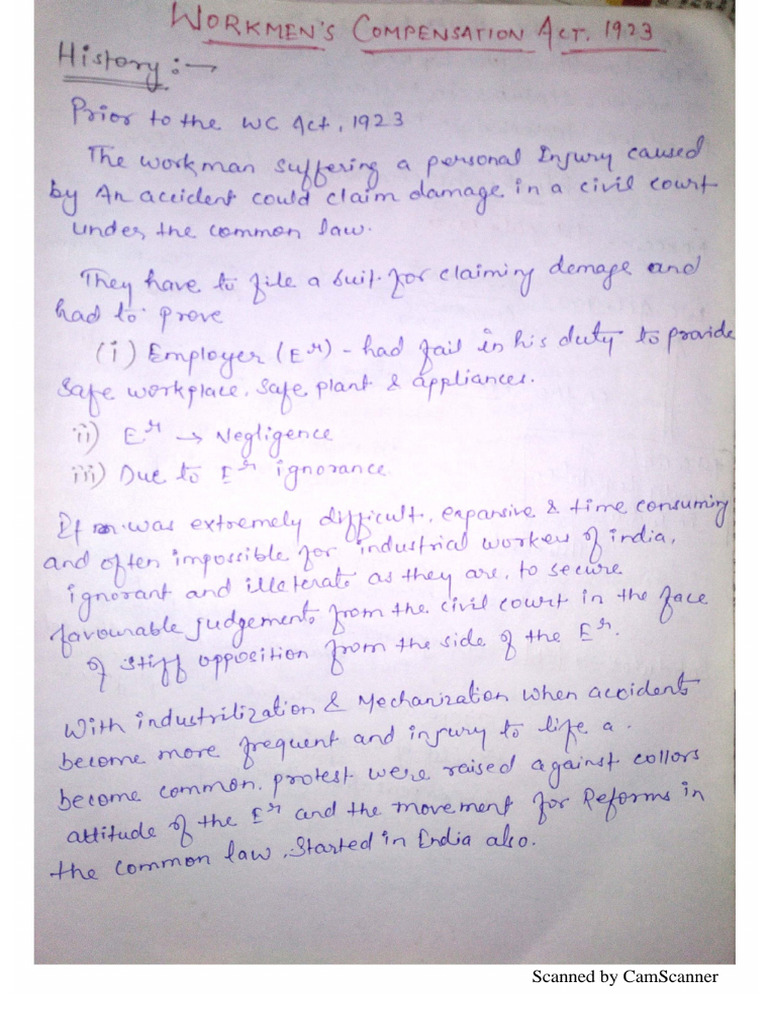 Workman Compensation Act1923 | PDF