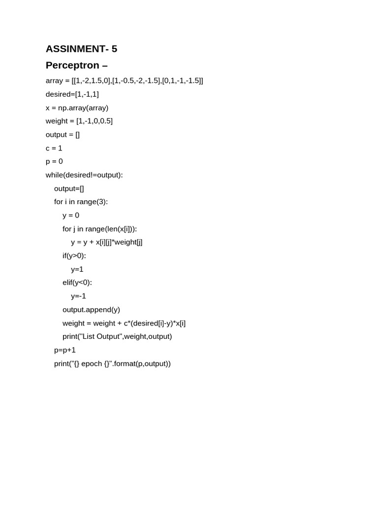 Perceptron Algorithm Implementation | PDF