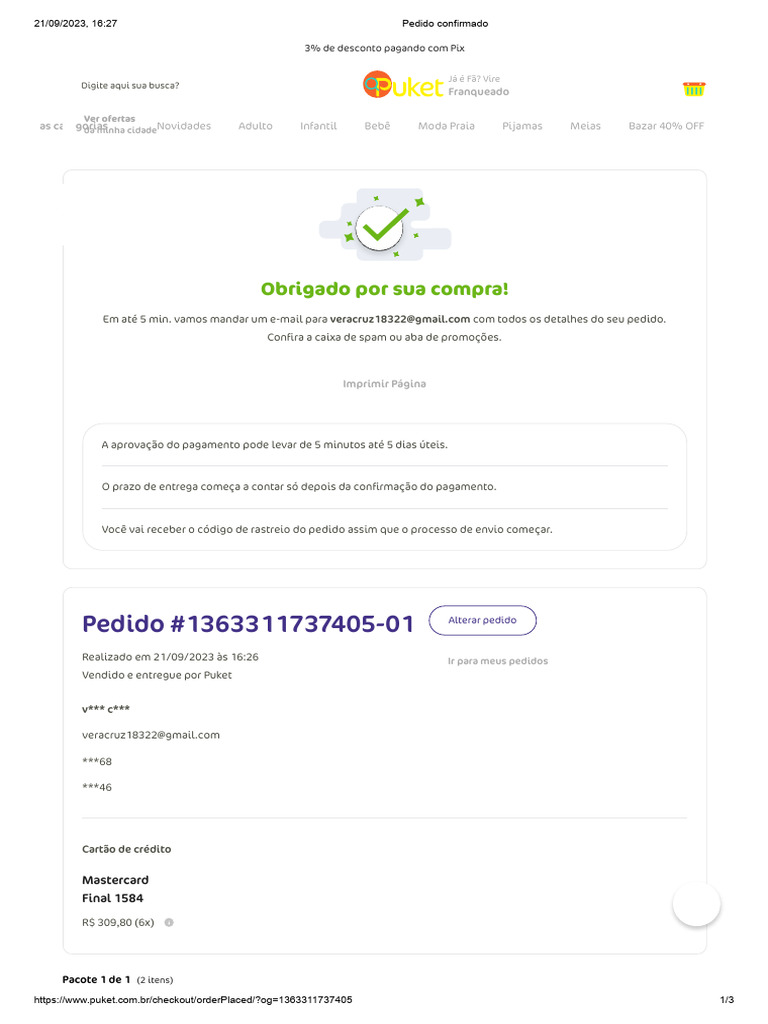 Pedido confirmado | PDF