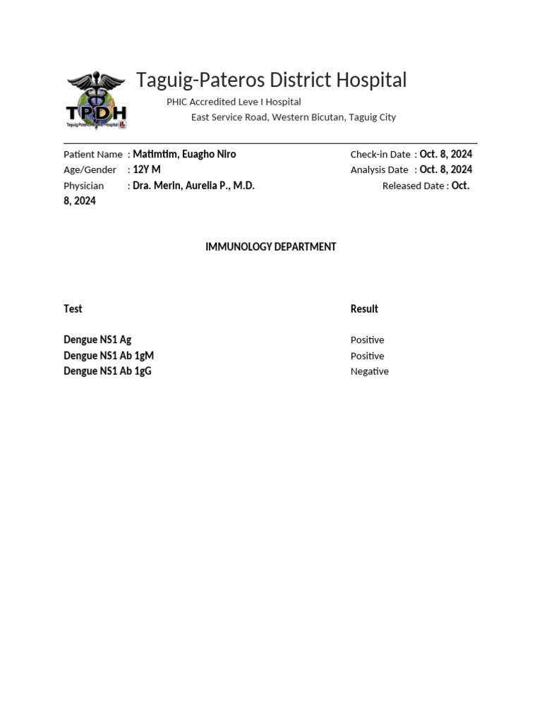 Taguig-Pateros Distric Hospital | PDF