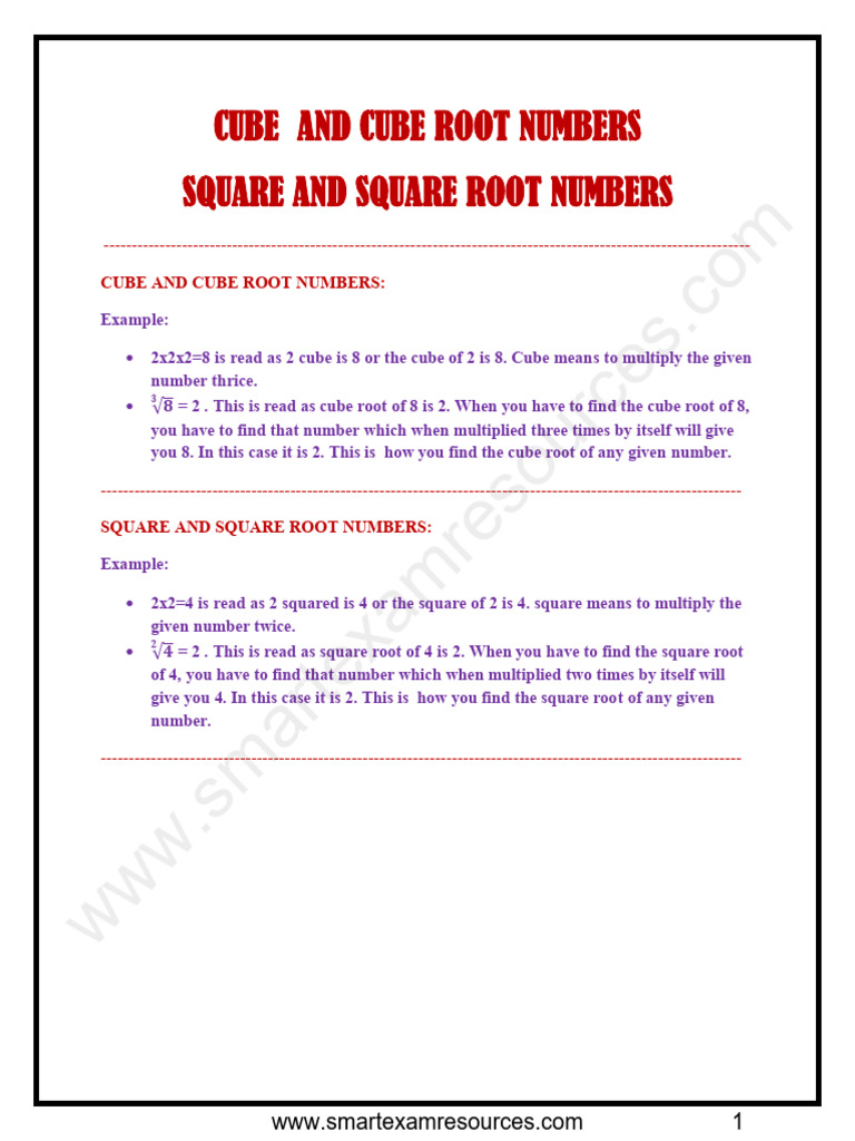 Square and Cube Numbers Explained | PDF | Elementary Mathematics | Numbers