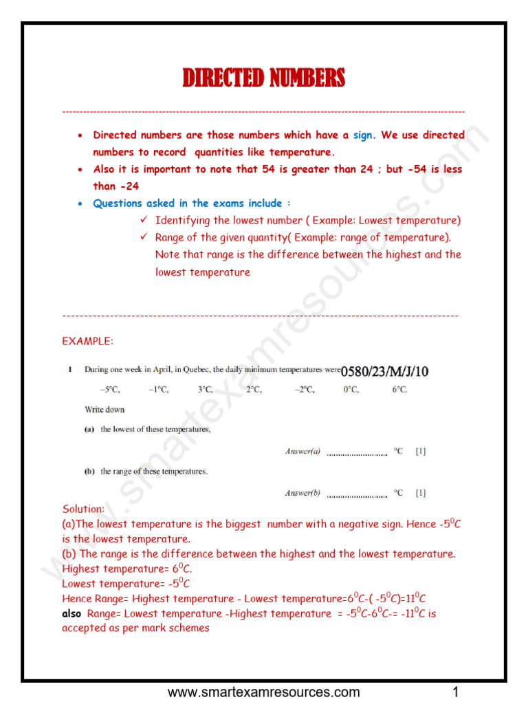 1.10-Directed numbers | PDF | Quantity | Thermodynamics
