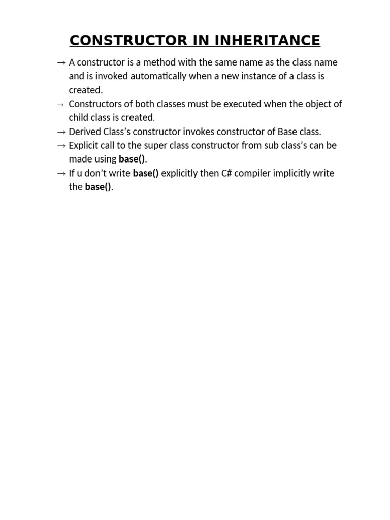 Constructor in Inheritance | PDF