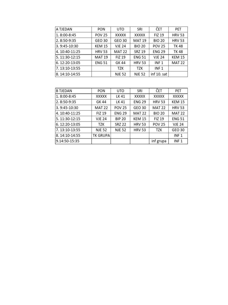 Raspored 2023-2024 | PDF