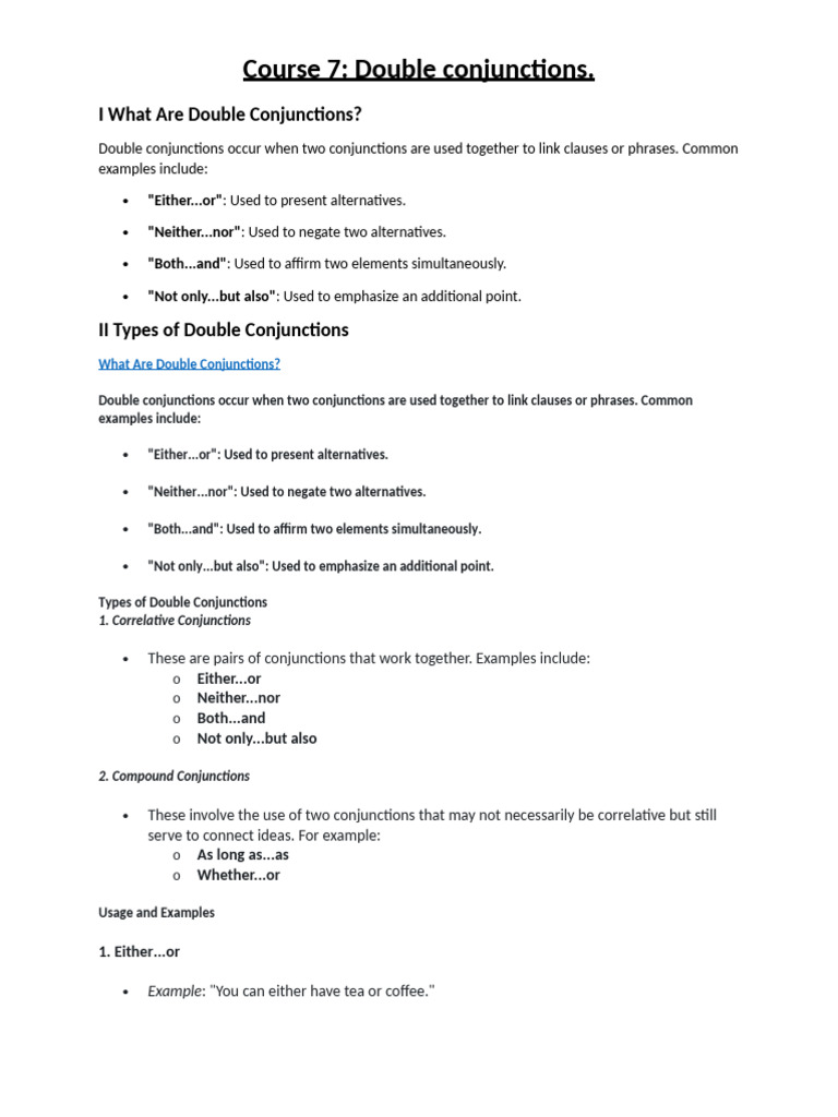 I What Are Double Conjunctions | PDF