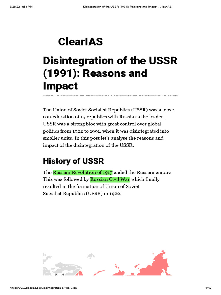Causes and Effects of USSR Disintegration | PDF | World Politics ...
