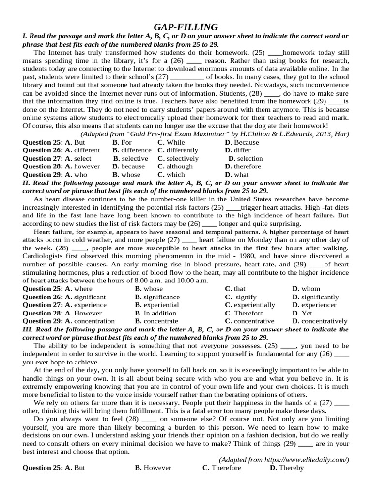 Gap-Filling Exercises for Language Skills | PDF | Heart | Myocardial ...