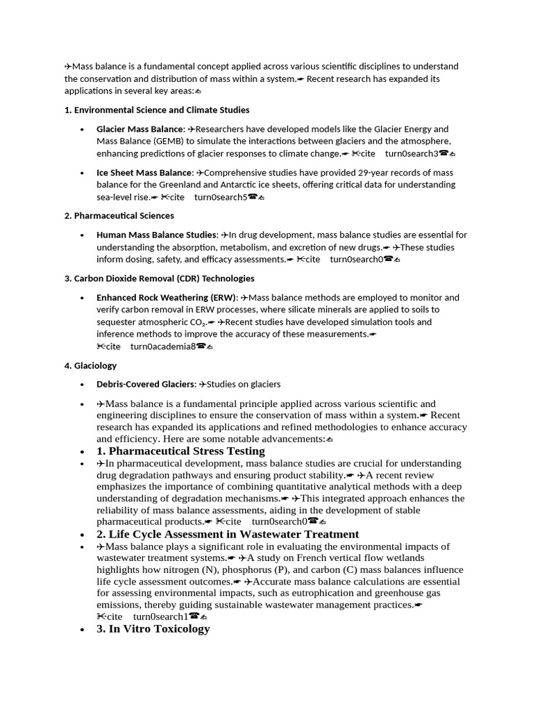 Research Findings of Mass Balance | PDF | Environmental Degradation ...