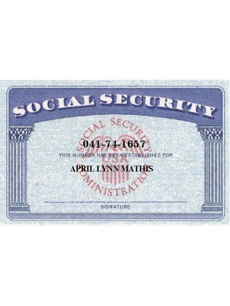 Social Security Blank Card Template Print | PDF