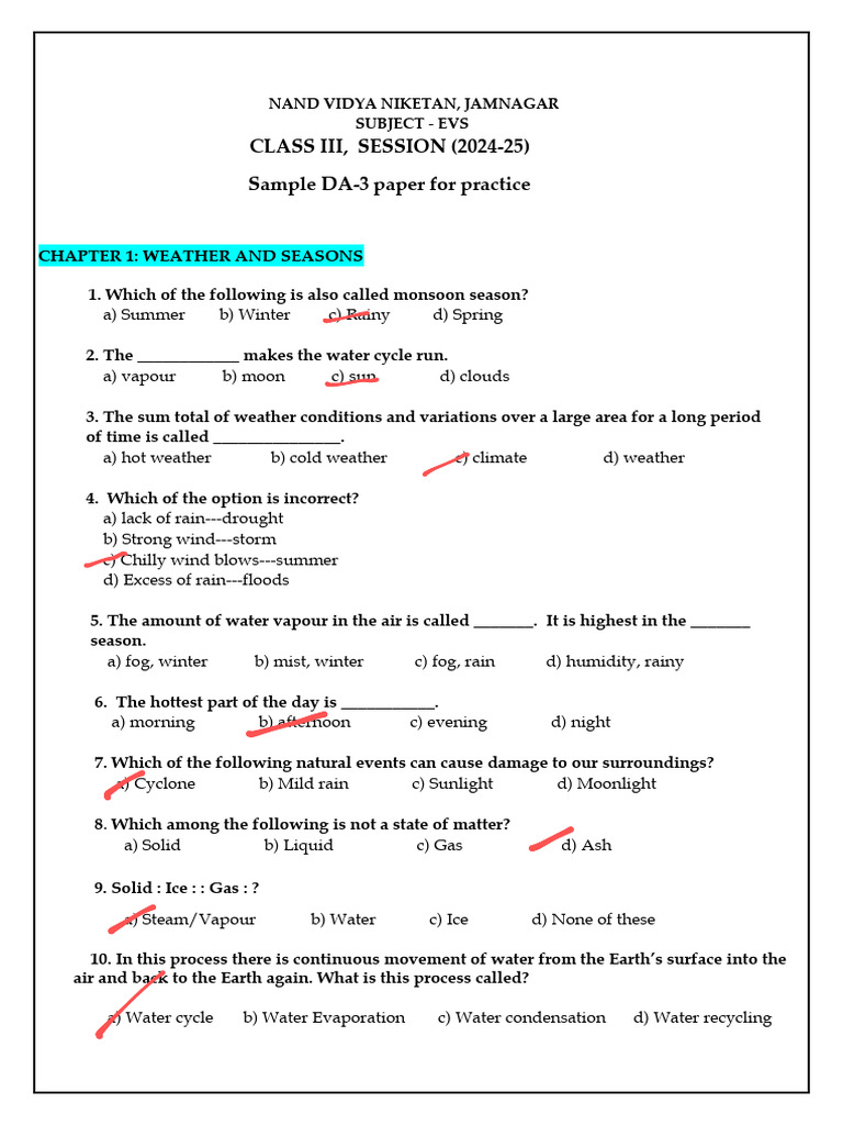 CL3 - DA3 Practice Paperanswer Key (1) - Copy - Removed | PDF | Soil | Weather