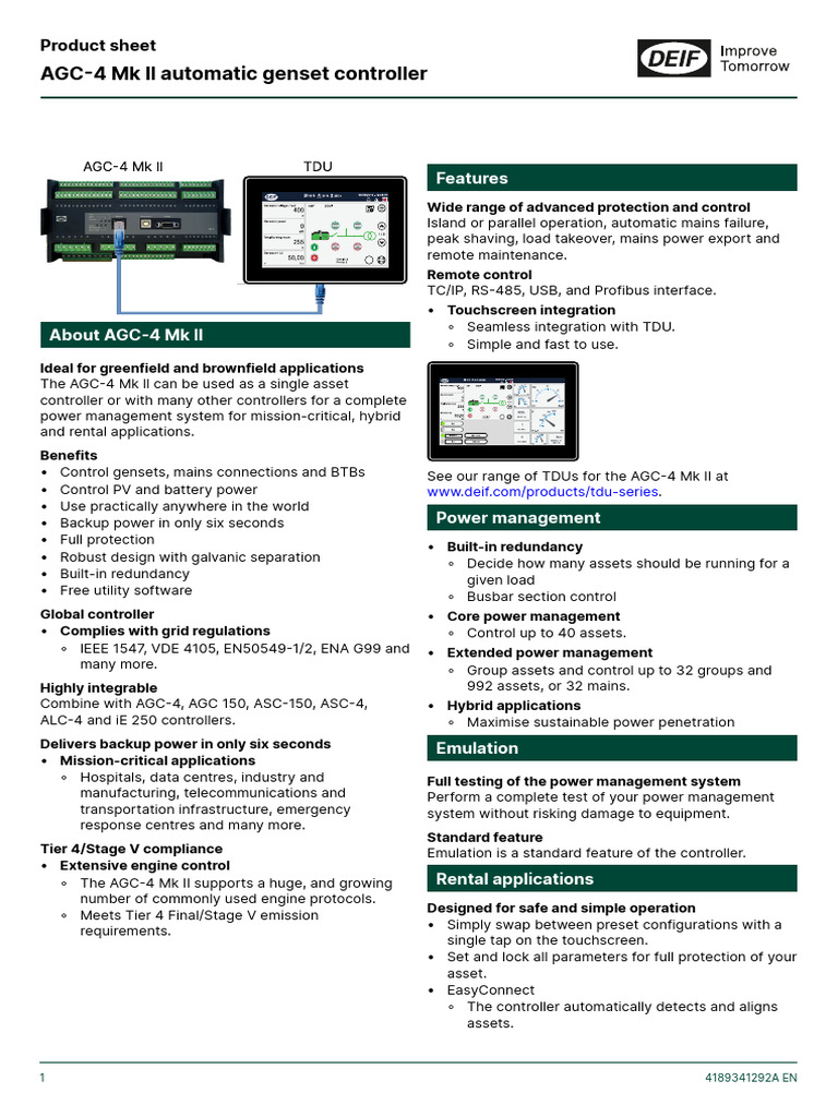 Agc 4 Mk II Product Sheet 4189341292 Uk | PDF | Mains Electricity | Power Supply