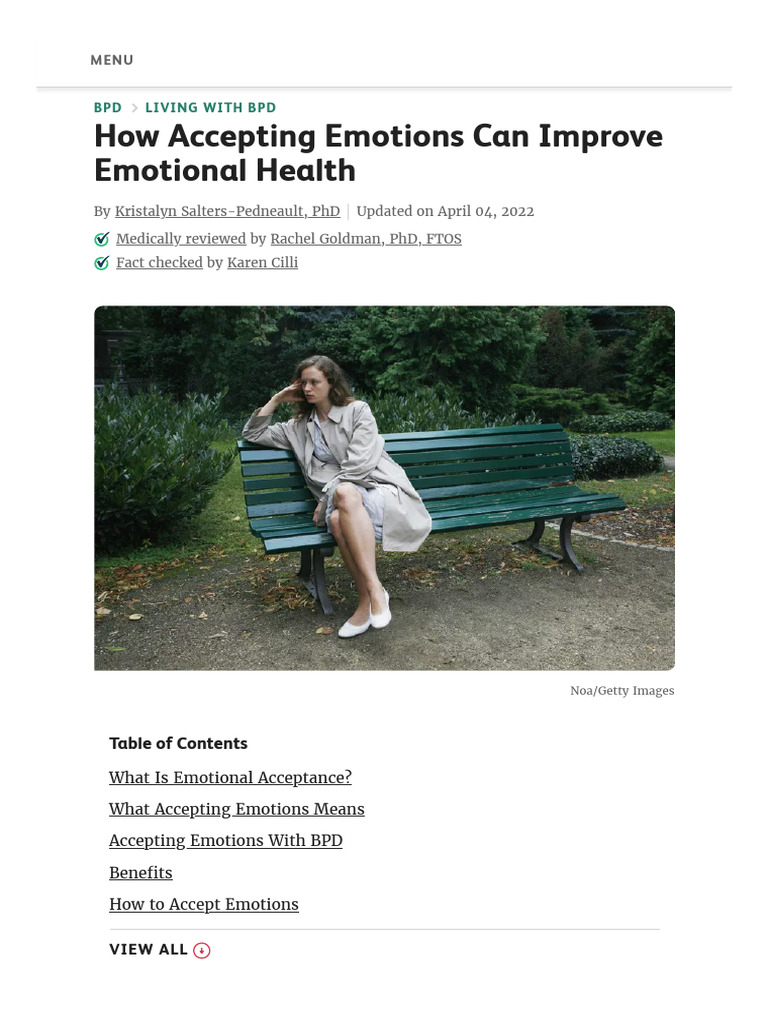 Accepting Emotions for Better BPD Management | PDF | Borderline ...