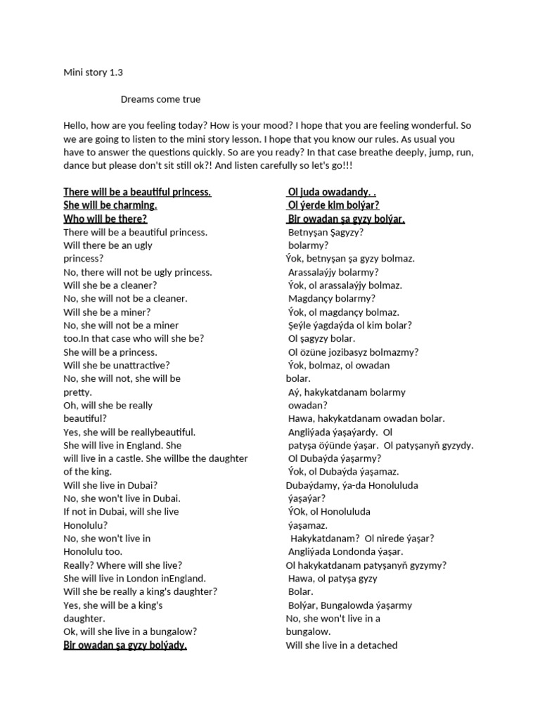 Mini Story 1.3-WPS Office | PDF | Linguistics | Human Communication