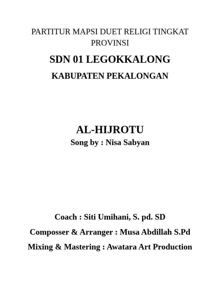 Partitur Mapsi Duet Religi Tingkat Provinsi | PDF