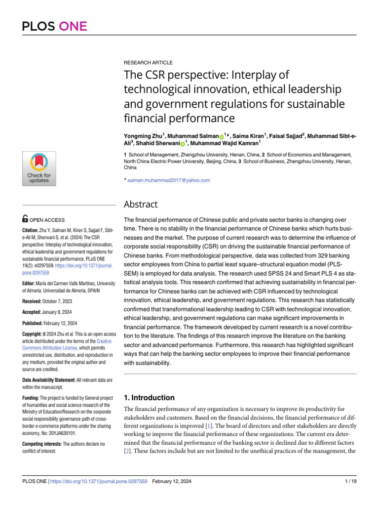 Sustainable Financial Performance For Ethical Leadership | PDF ...