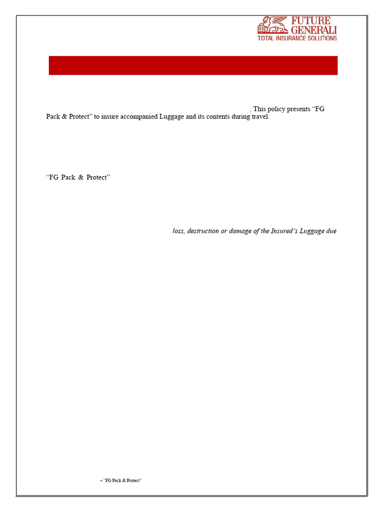FG Pack and Protect Prospectus | PDF | Insurance | Deductible