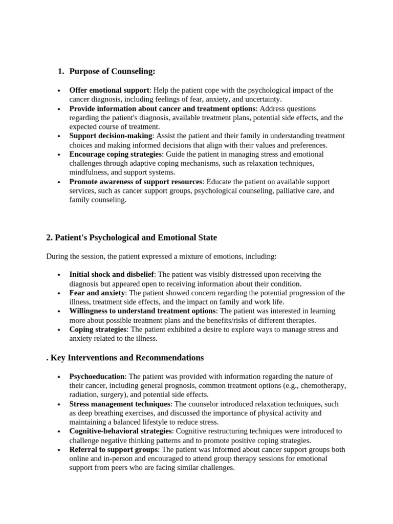Cancer Counseling: Emotional Support & Strategies | PDF | Psychotherapy ...