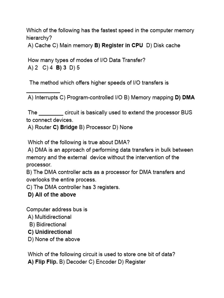 Unit II MCQ | PDF | Central Processing Unit | Input/Output