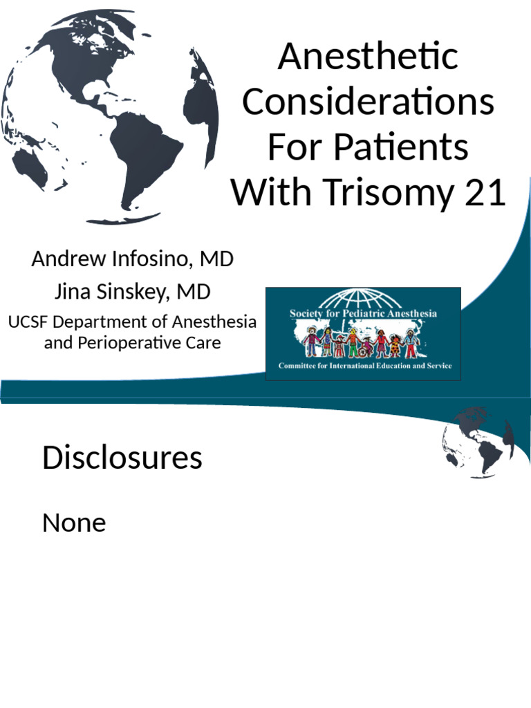 Anesthetic Considerations for Patients With Trisomy 21 | PDF | Congenital Heart Defect | Down ...