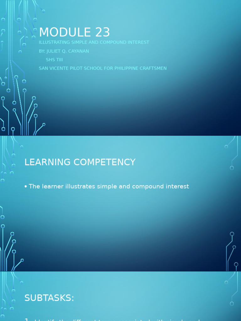 MODULE 23 Simple and Compound Interest | PDF