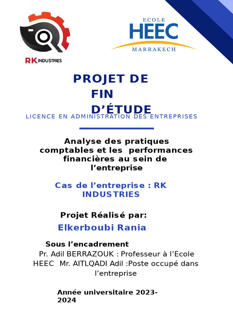 PDF (3A-Elkerboubi Rania) PFE | PDF | Comptabilité | Ratio financier