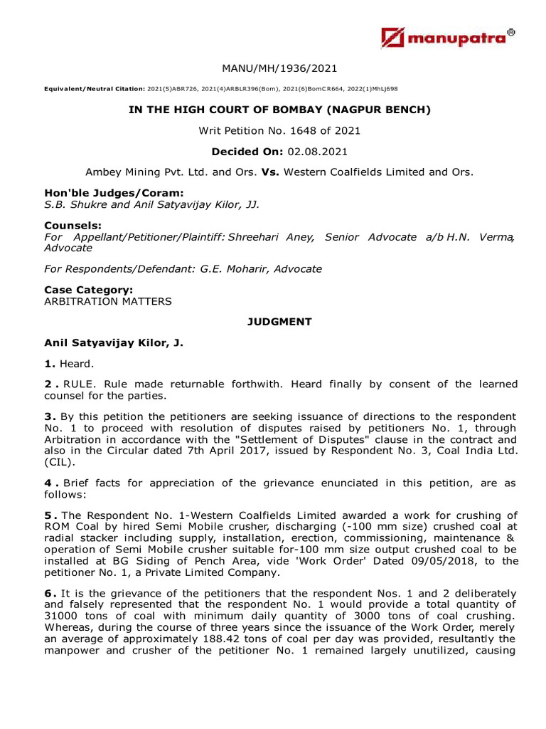 Ambey Mining PVT LTD and Ors Vs Western ...