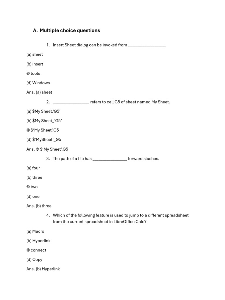 Chapter 6.linking Spreadsheet Data Questions and Answers | PDF | Spreadsheet | Hyperlink