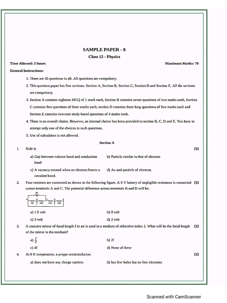 Physics SQP 8 | PDF