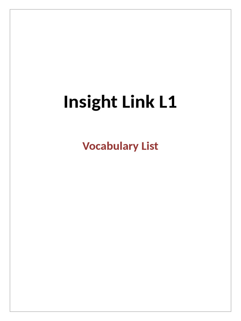 Insight Link 1 - Word List | PDF